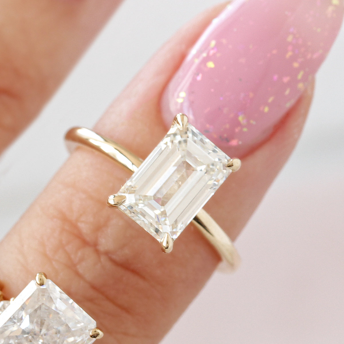 2 CT Emerald Cut Solitaire Diamond Engagement Ring Demi | sillyshinydiamonds