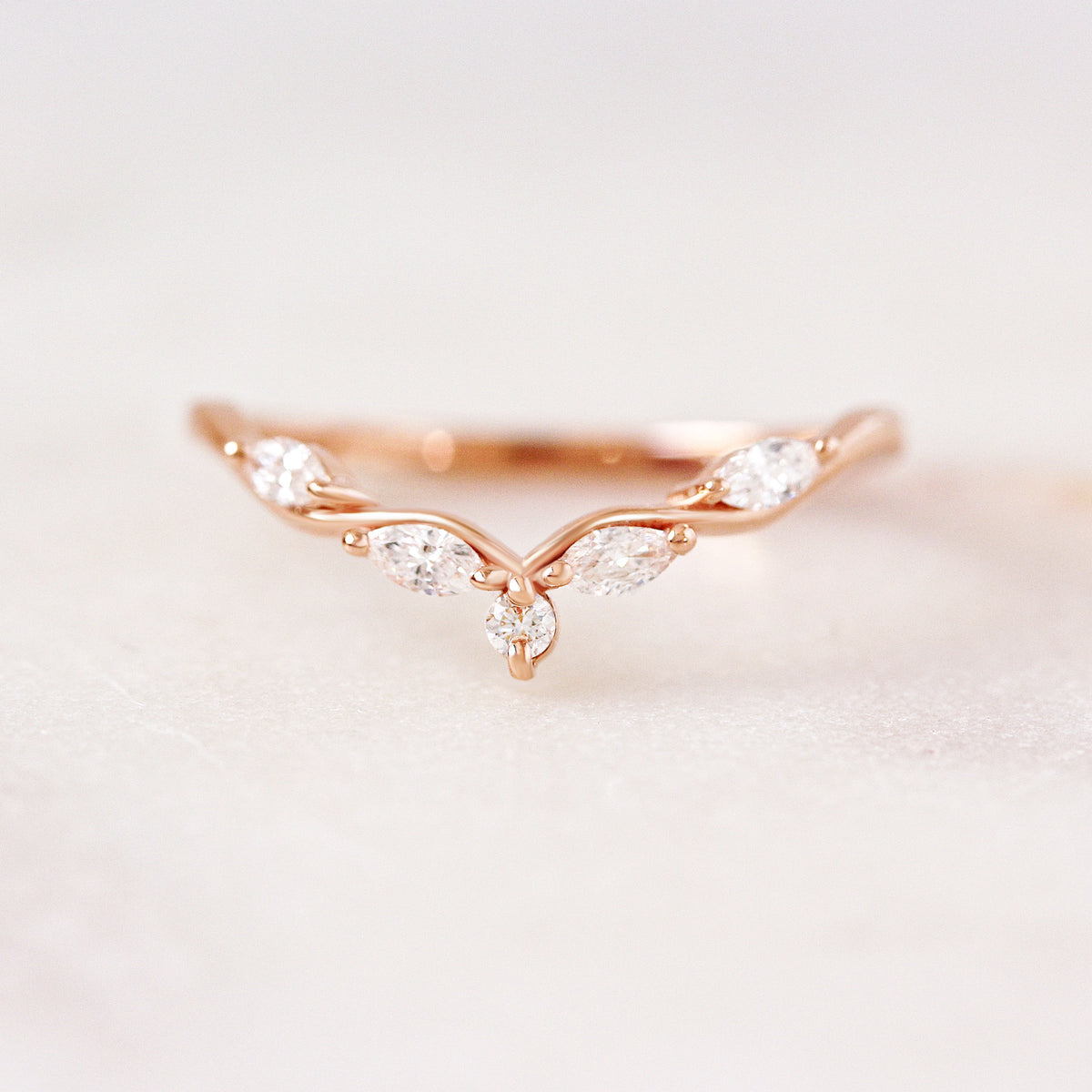 Marquise Diamonds Wavy V Chevron Ring | sillyshinydiamonds