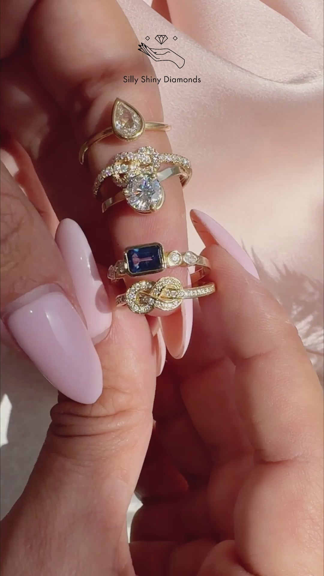 Blue sapphire Infinity Knot, crossover double Gemstone engagement ring – sillyshinydiamonds