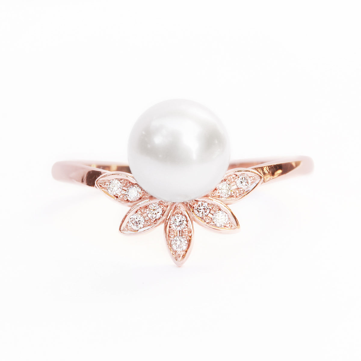 Pearl and Diamond Leaves Ring, Unique Multistone diamond ring – sillyshinydiamonds
