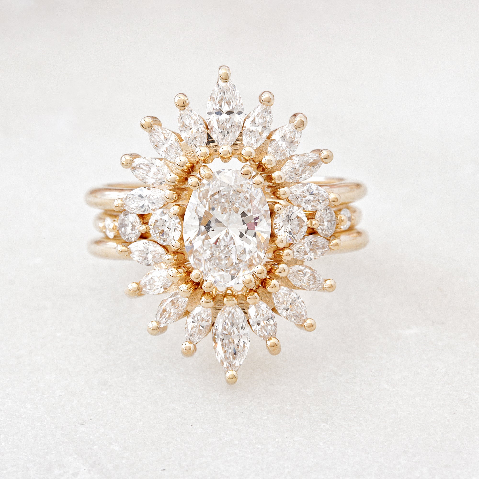 Oval Diamond Engagement Ring with Two Marquise Diamonds Wrap rings, Th ...