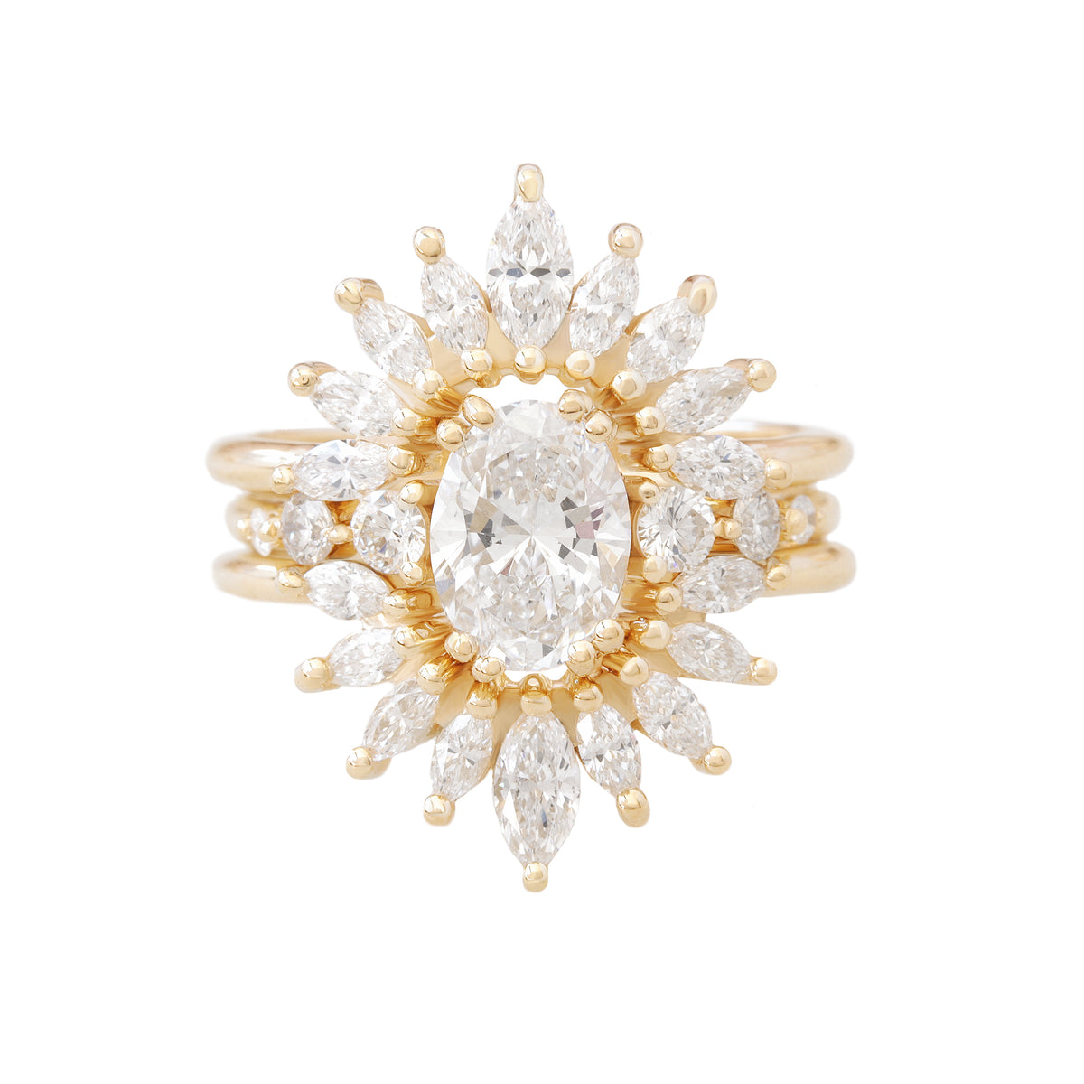Oval Diamond Engagement Ring with Two Marquise Diamonds Wrap rings, Th ...