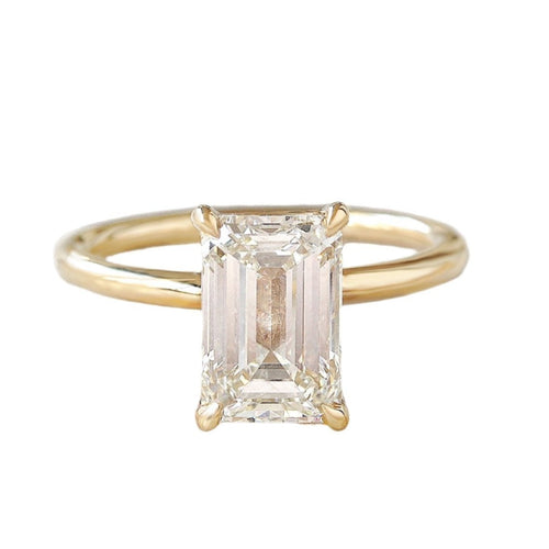 2 CT Emerald Cut Solitaire Diamond Engagement Ring Demi ...