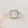 3CT Princess Cut Diamond Pave Halo, engagement ring and pendant, GIA c ...