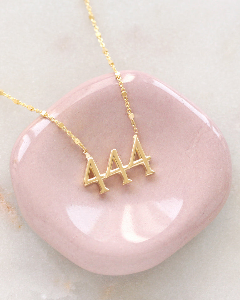 444 Angel Number Protection Gold Necklace with Beaded Detail Chain ...