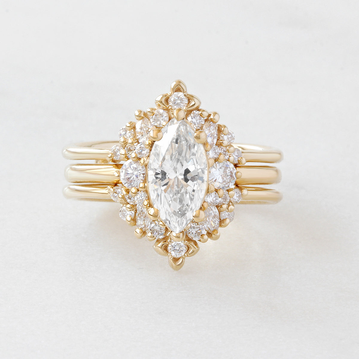 Marquise Diamond Modern Engagement Ring Isabella & Orchid Ring Guard ...