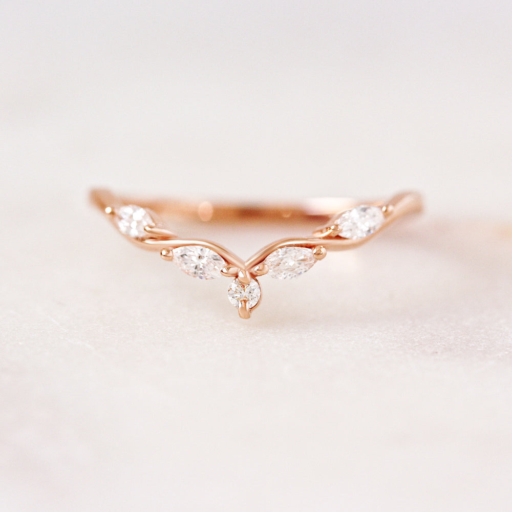 Marquise Diamonds Wavy V Chevron Ring | sillyshinydiamonds