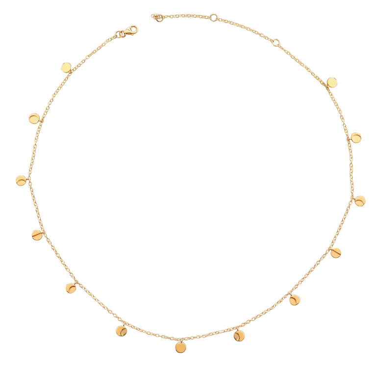 Moon Phase Dangling Gold Disc Chain Necklace – sillyshinydiamonds