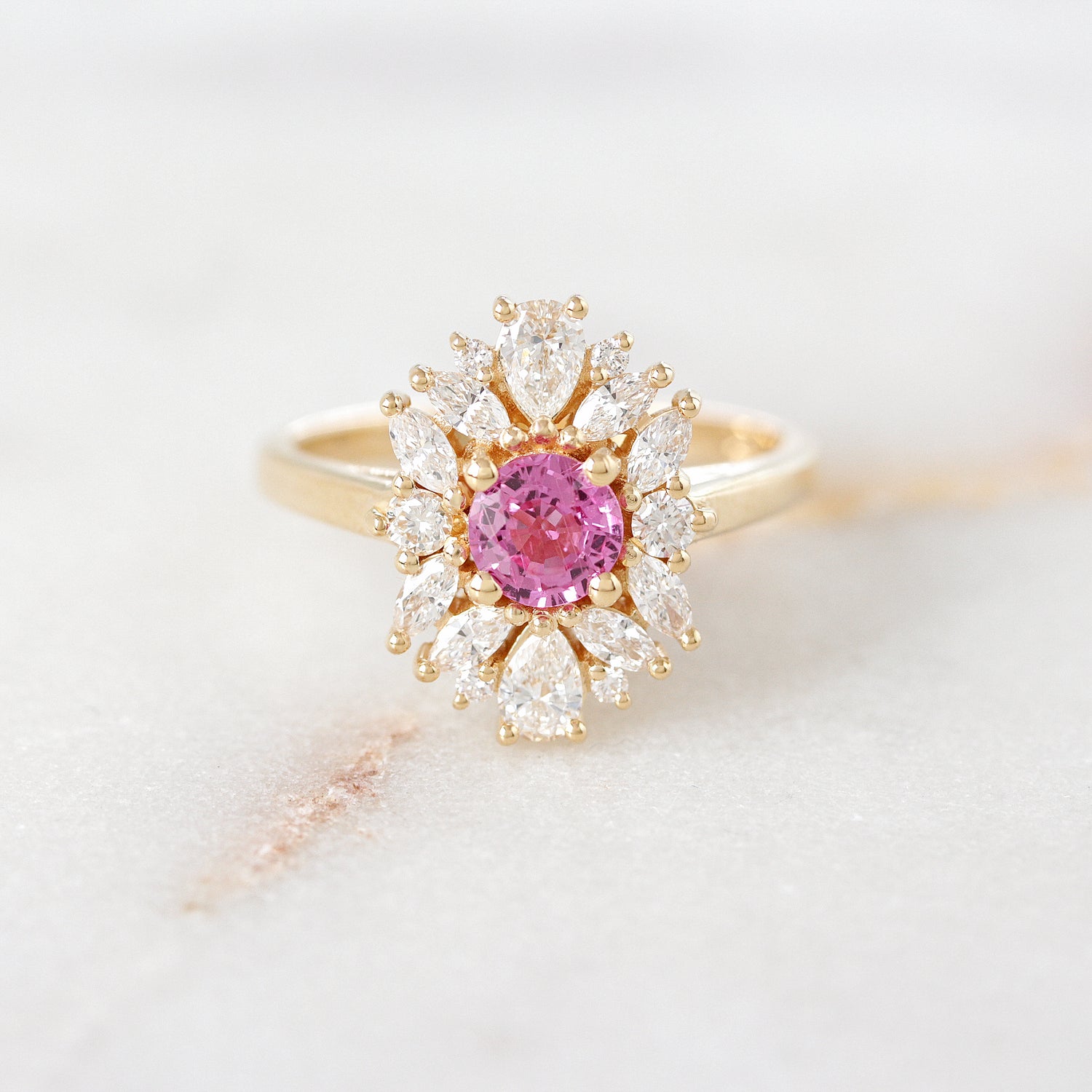 Pink sapphire engagement ring, Odisea | sillyshinydiamonds