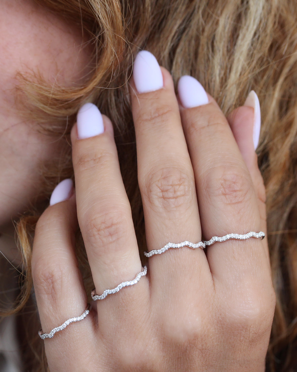 Wavy Curly Diamond Zen Ring - Half Eternity – sillyshinydiamonds