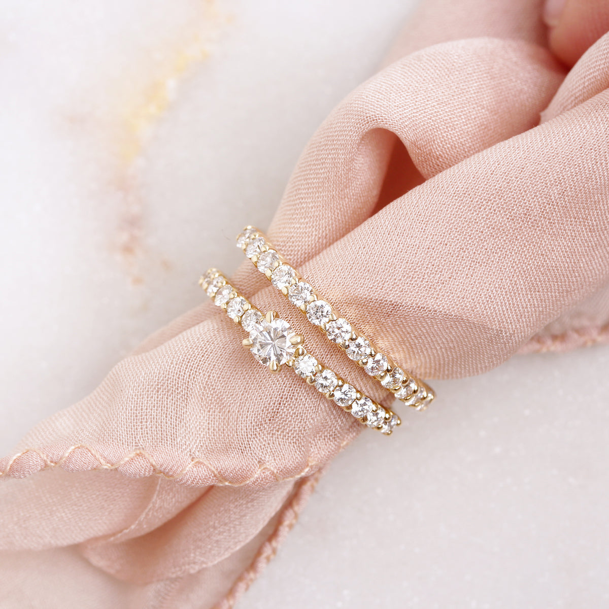Small Round Diamond Engagement Ring Set Basic – sillyshinydiamonds