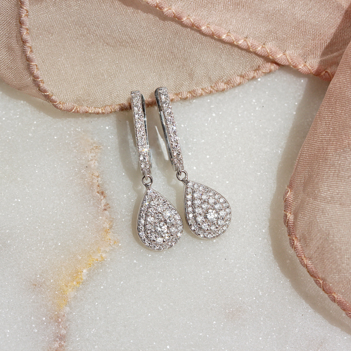 Big Pear Diamond Drops Dangle Earrings Basic | sillyshinydiamonds