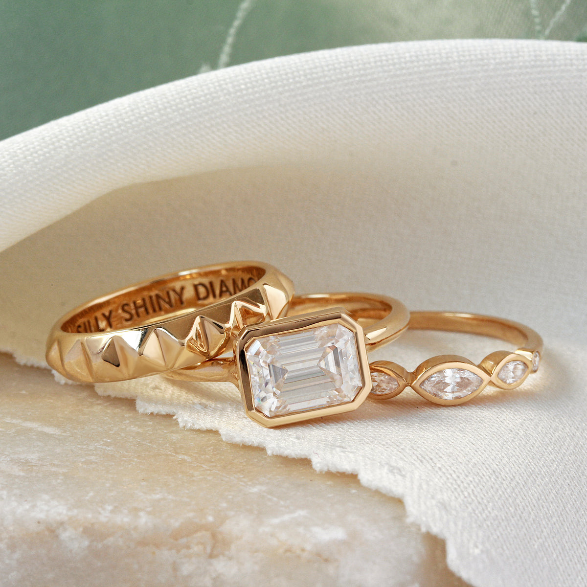 Gold Pyramid Wedding Ring | sillyshinydiamonds