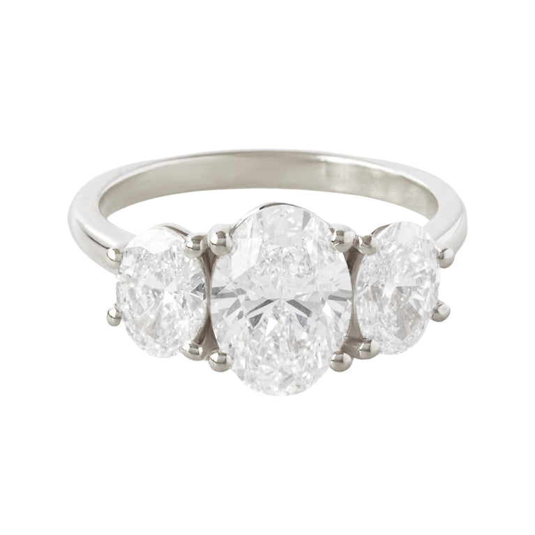 Three Stone Oval Lab Grown Diamonds Engagement ring | sillyshinydiamonds