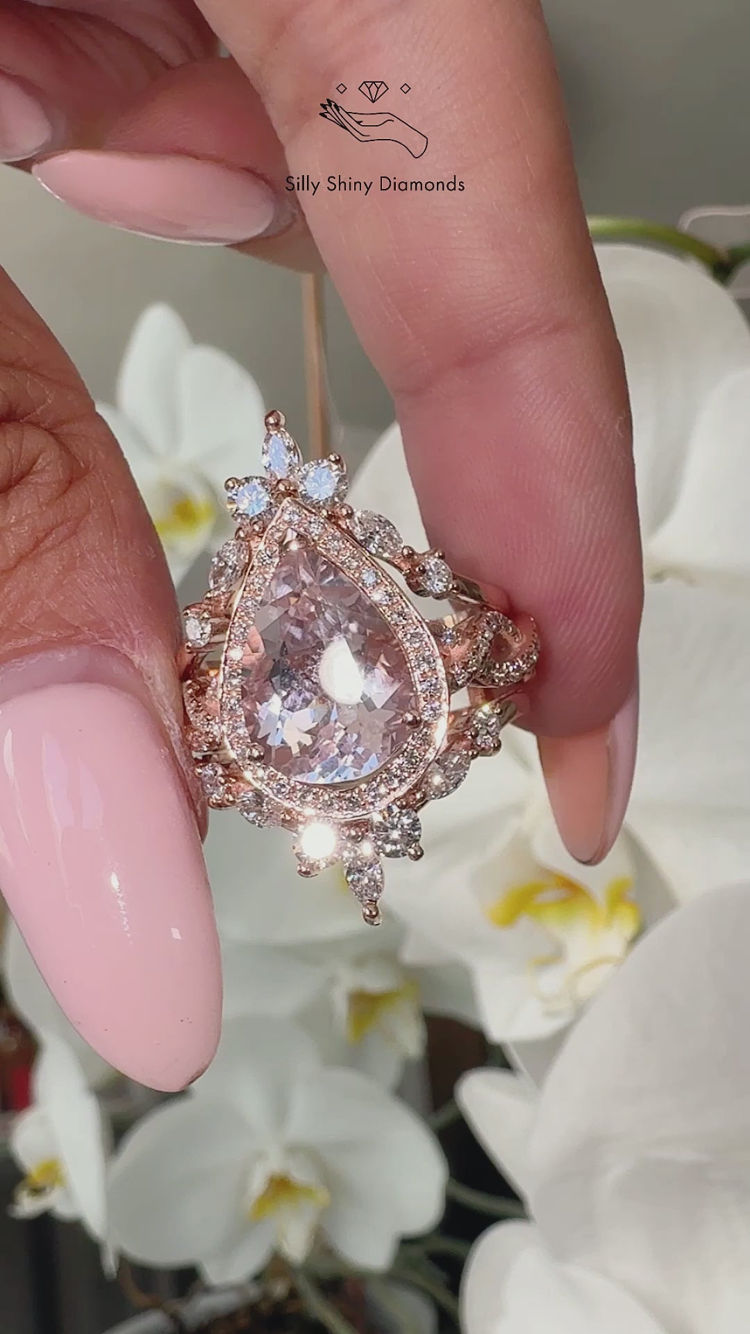 4ct Pear Pink Lab Grown Diamond Twist Shank Band Elise Engagement Ring ...