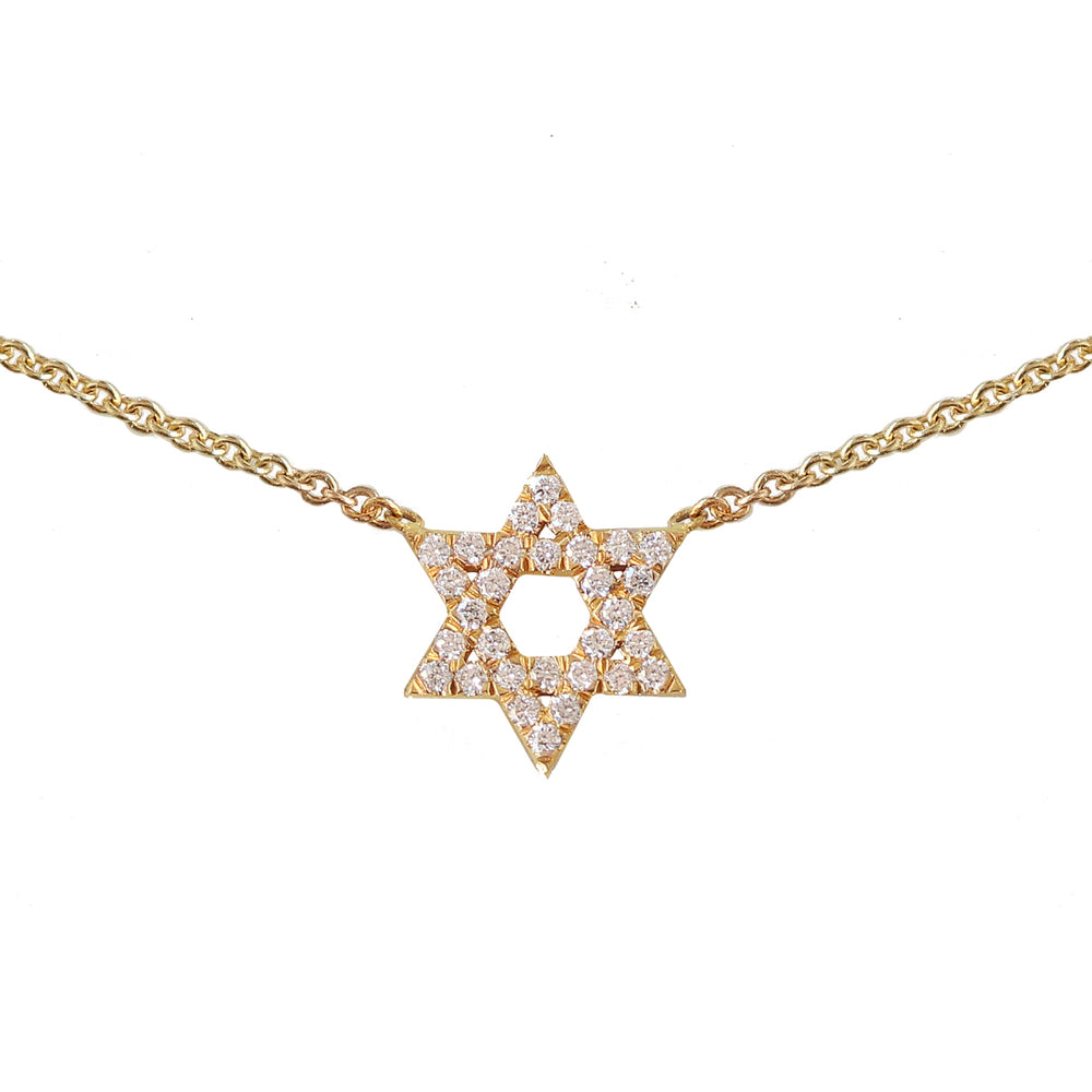 10mm Small Star of David Diamond Pendant Gold Necklace ♥ ...