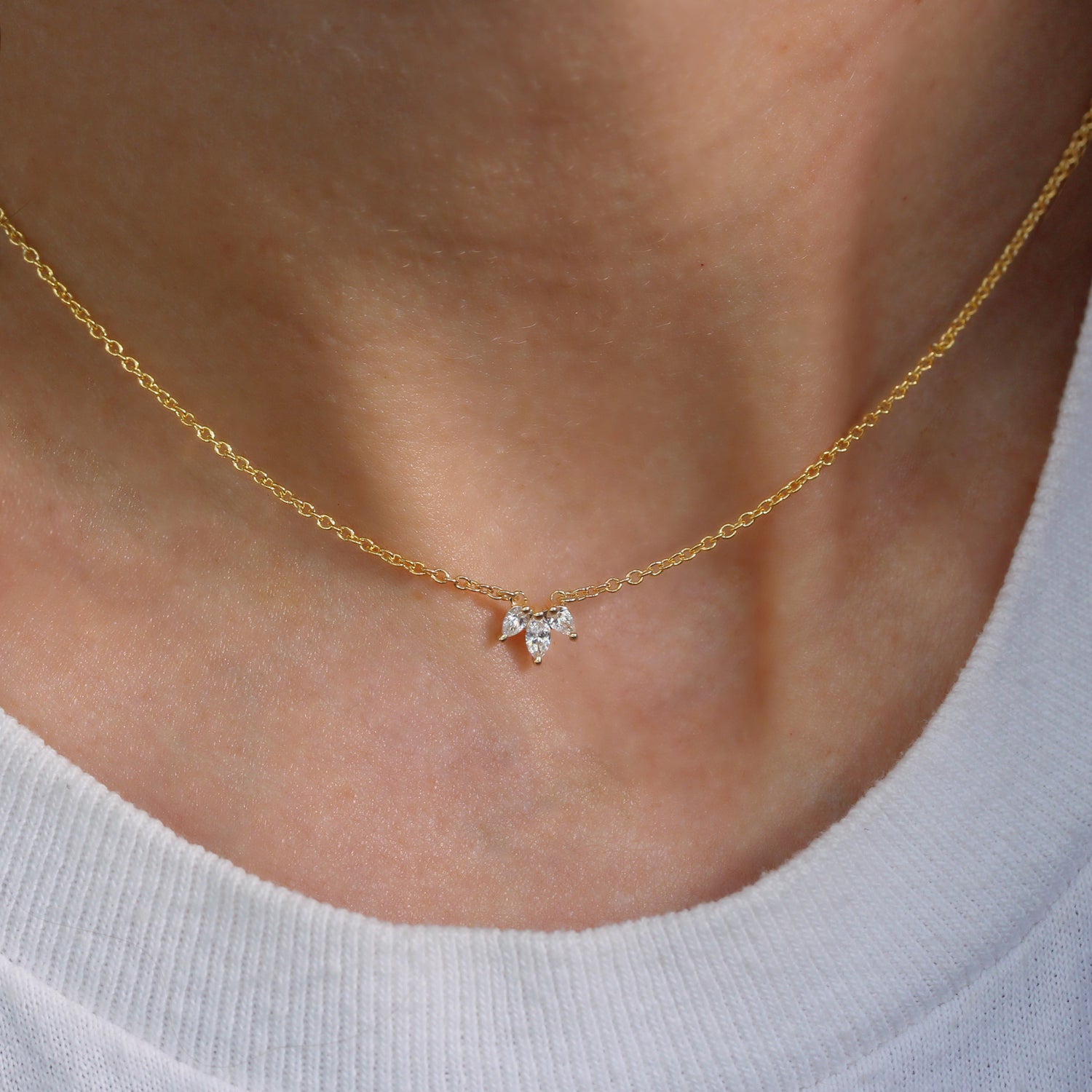 Marquise and Pear Diamonds Minimal Dainty Unique Necklace - Jenny ♥ ...