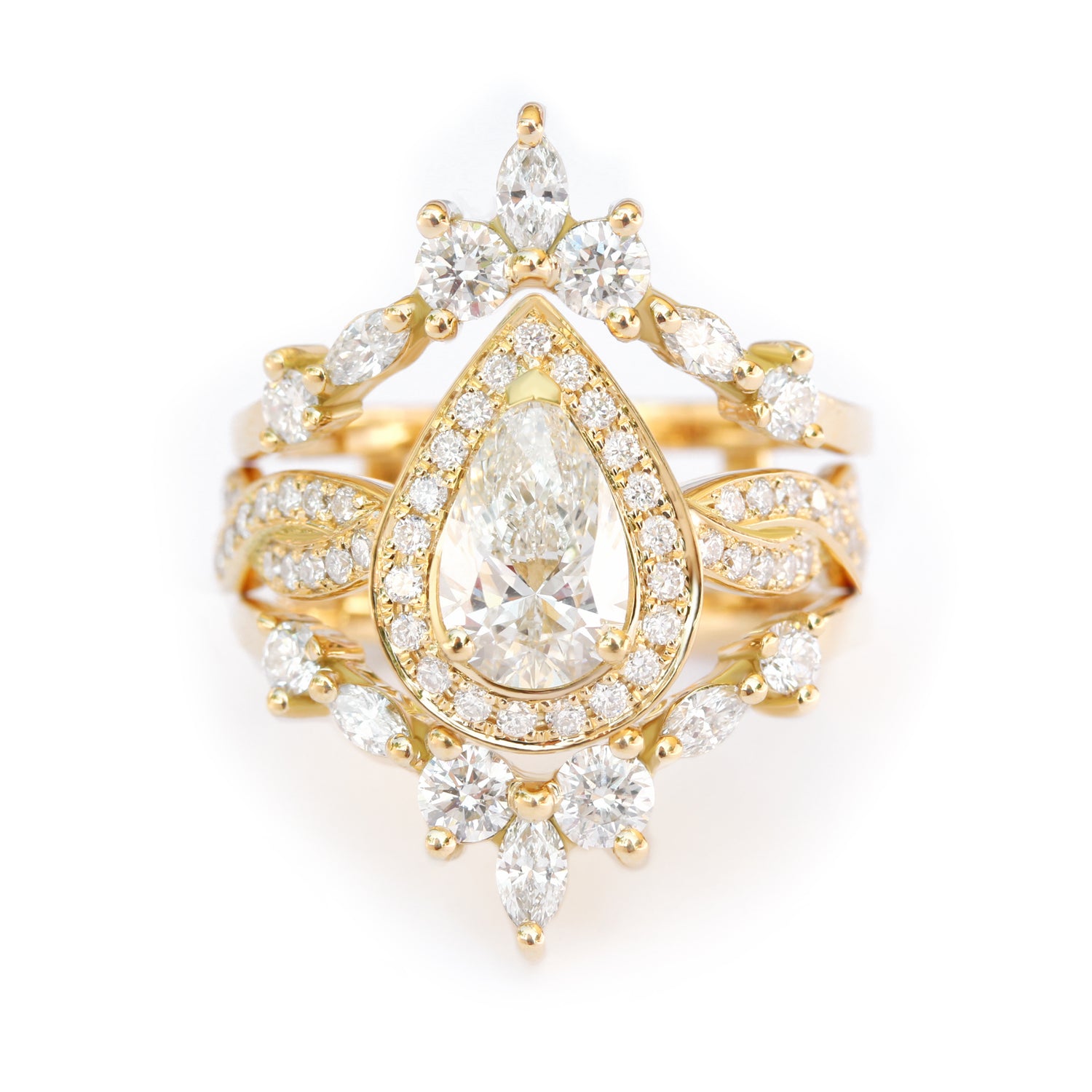 Pear Diamond Infinity Twist Shank Engagement Ring & Diamond Ring guard ...