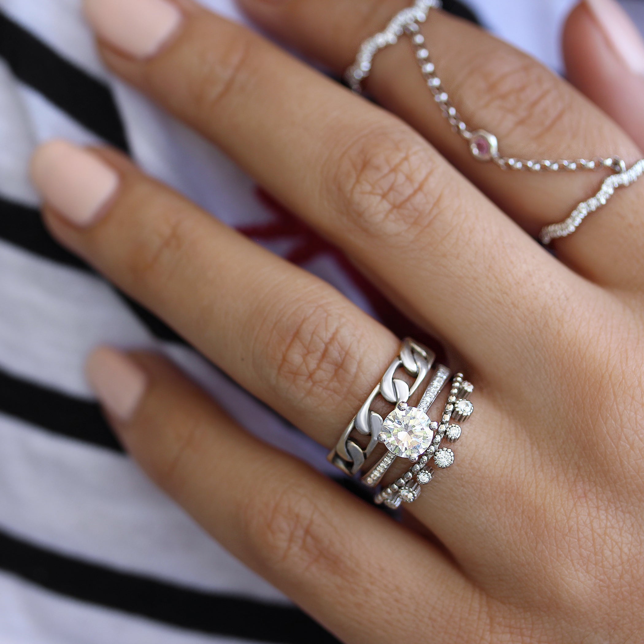 Gold flat chain wedding ring | sillyshinydiamonds