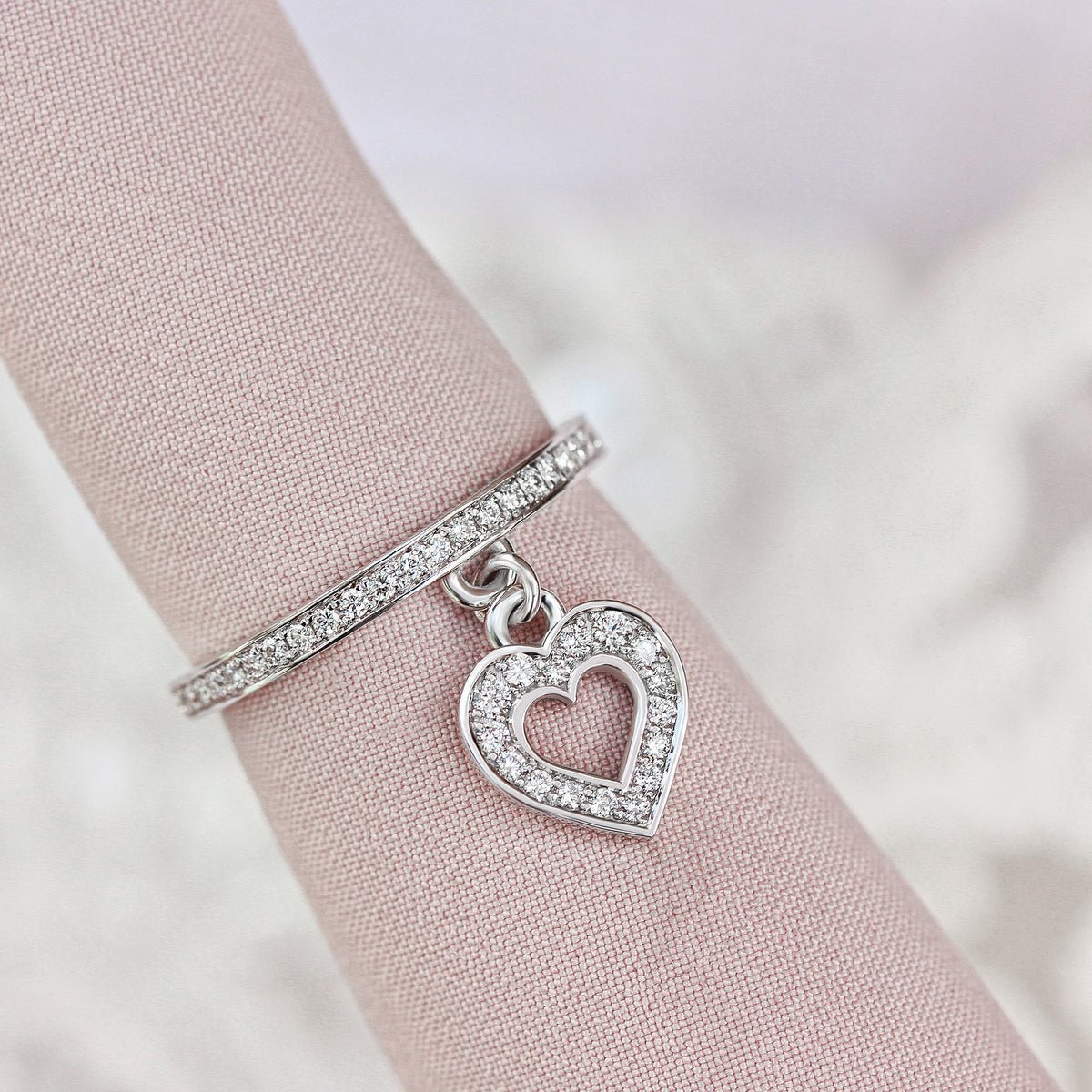 Heart Charm Diamond Ring - LEV – sillyshinydiamonds