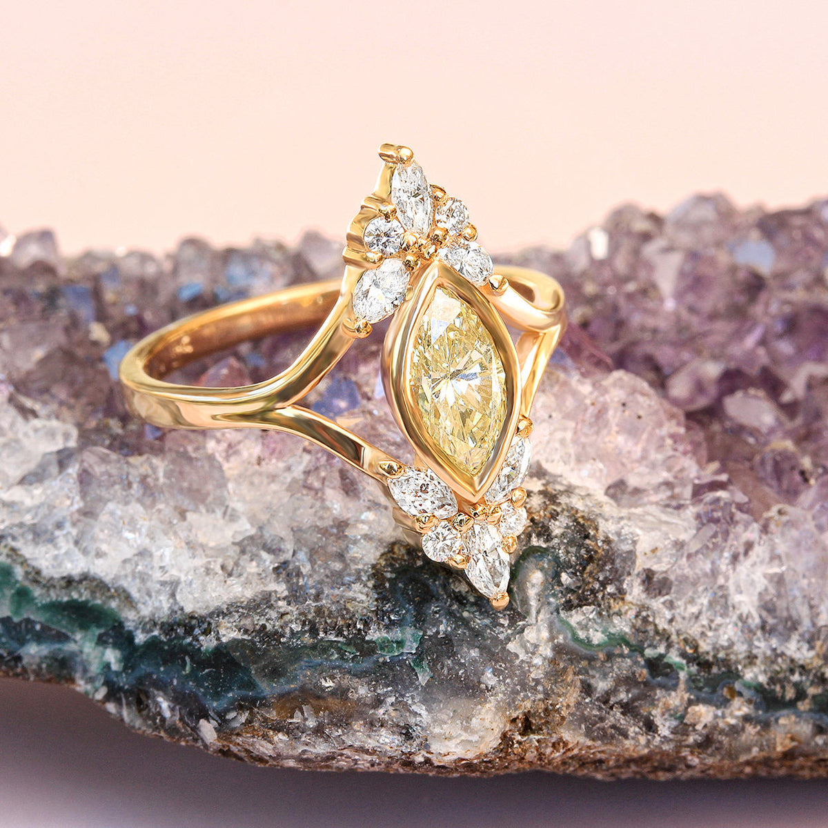 Marquise Diamond Unique Engagement Ring - "Audrey" ♥ | sillyshinydiamonds