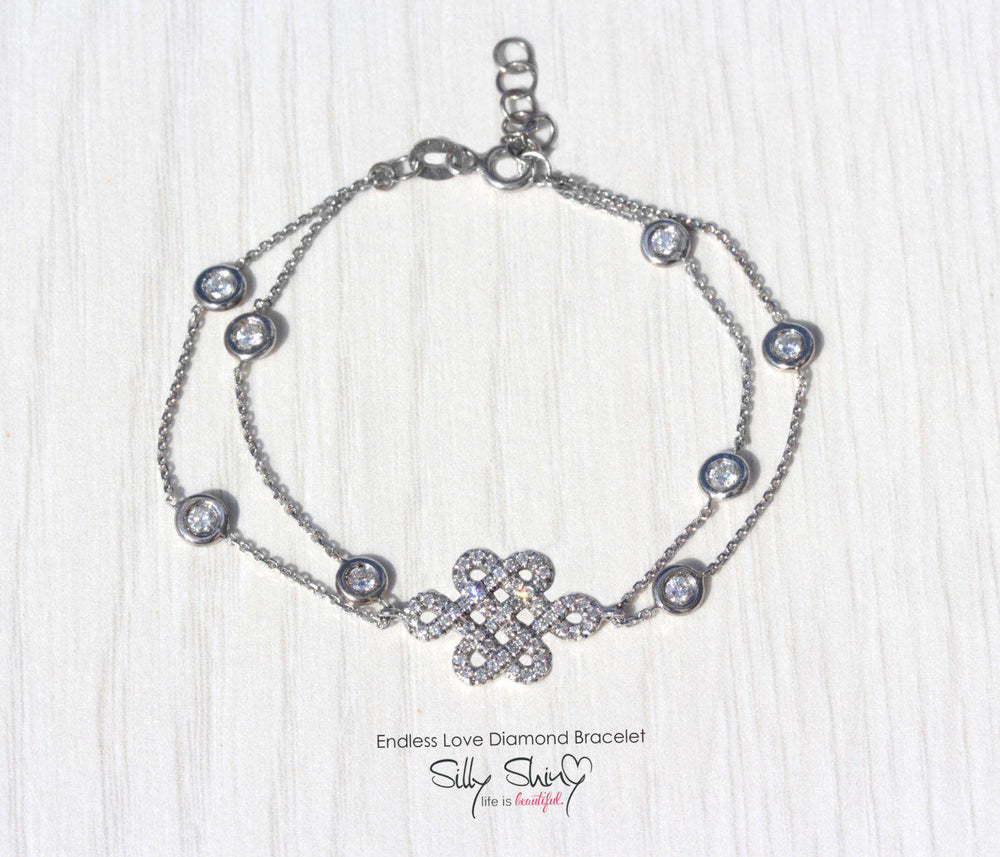 Endless Love Knot, Diamonds on chain Charm Bracelet ♥ | sillyshinydiamonds