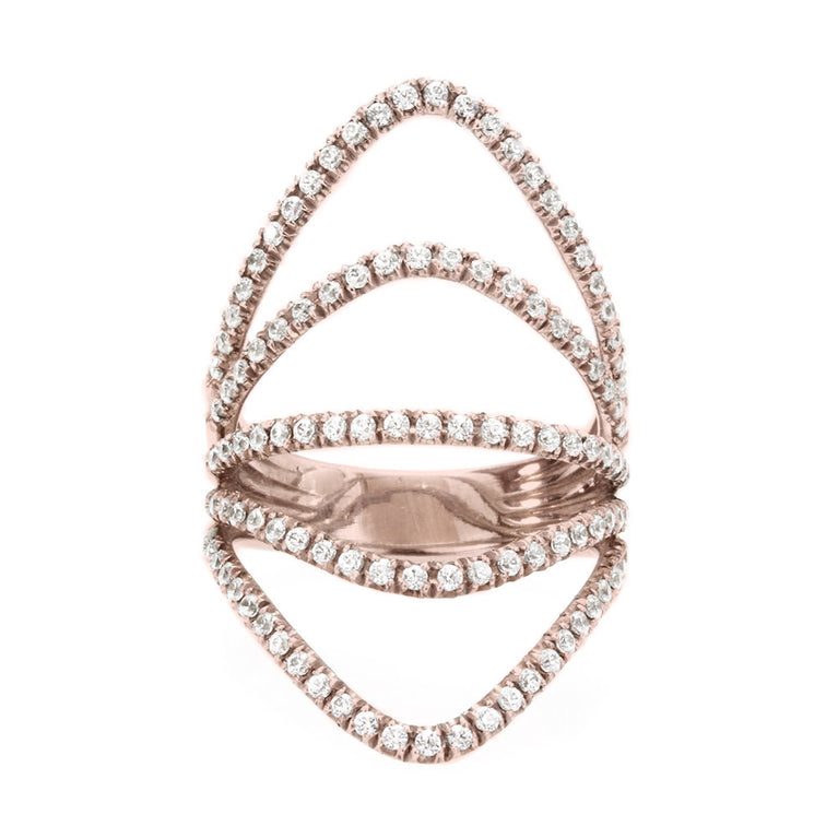 Curvy Diamonds Shield Lace Diamond Ring, Anniversary ring ♥ ...