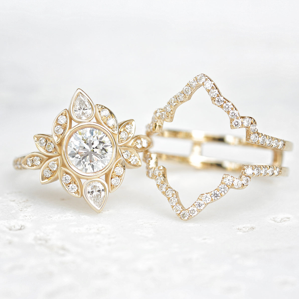 Flower Diamond Engagement Ring, Diamond Ring Guard Lily #5 ♥ ...