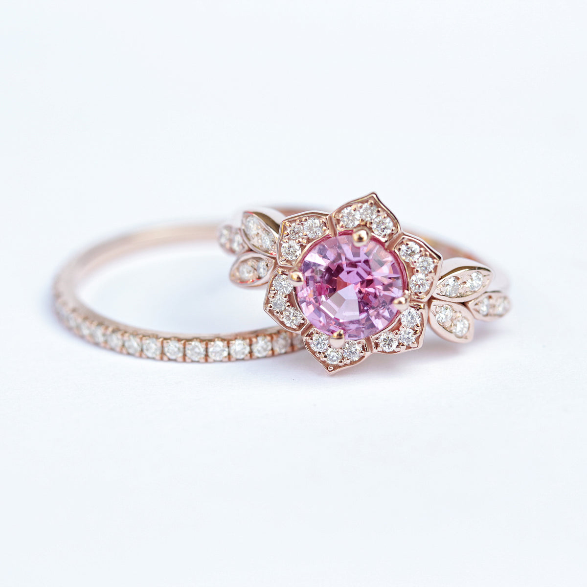 Lily Flower 1.0ct Pink Sapphire & Diamond Engagement Ring ...