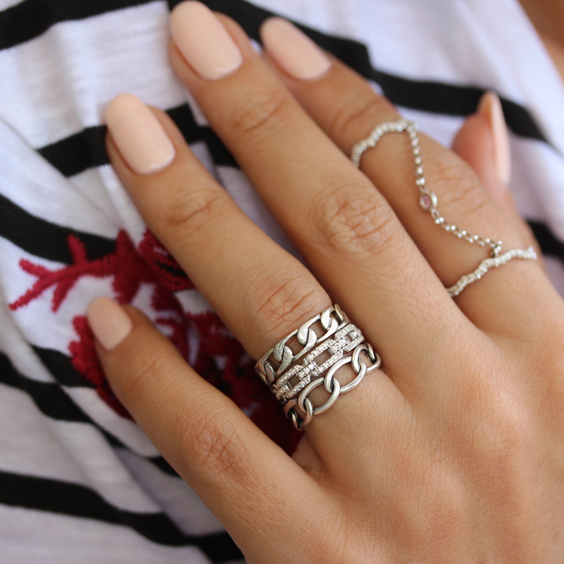 Gold flat chain wedding ring | sillyshinydiamonds