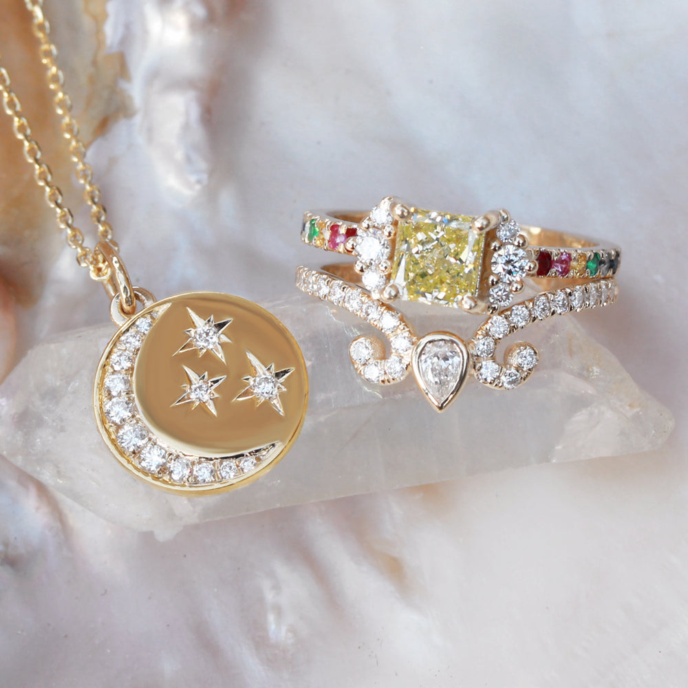Princess yellow diamond rainbow engagement ring, Parvati ♥ ...