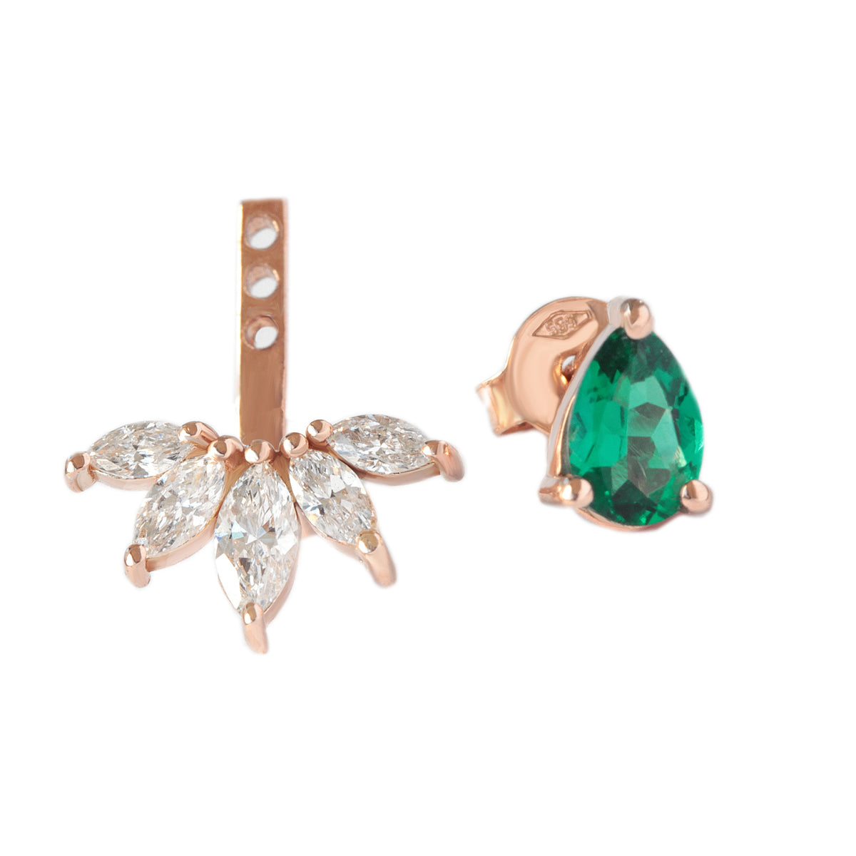 Pear Shape Stud Earring with Marquise Diamond Ear Jacket ...